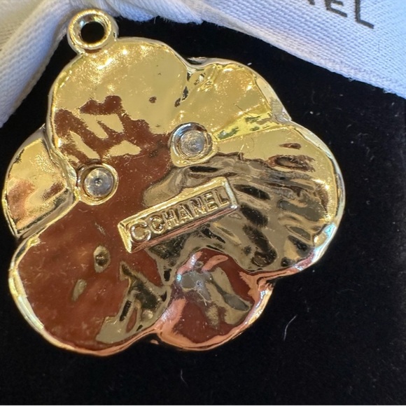 Jewelry | Chanel Stamped Camellia Flower Zipper Pullcharm With White ...